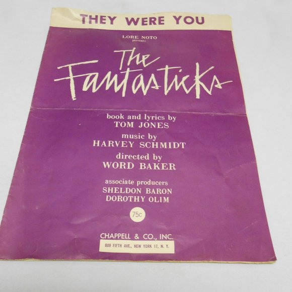 The Fantastics | Other | Rare Vintage Sheet Music They Were You Lore ...